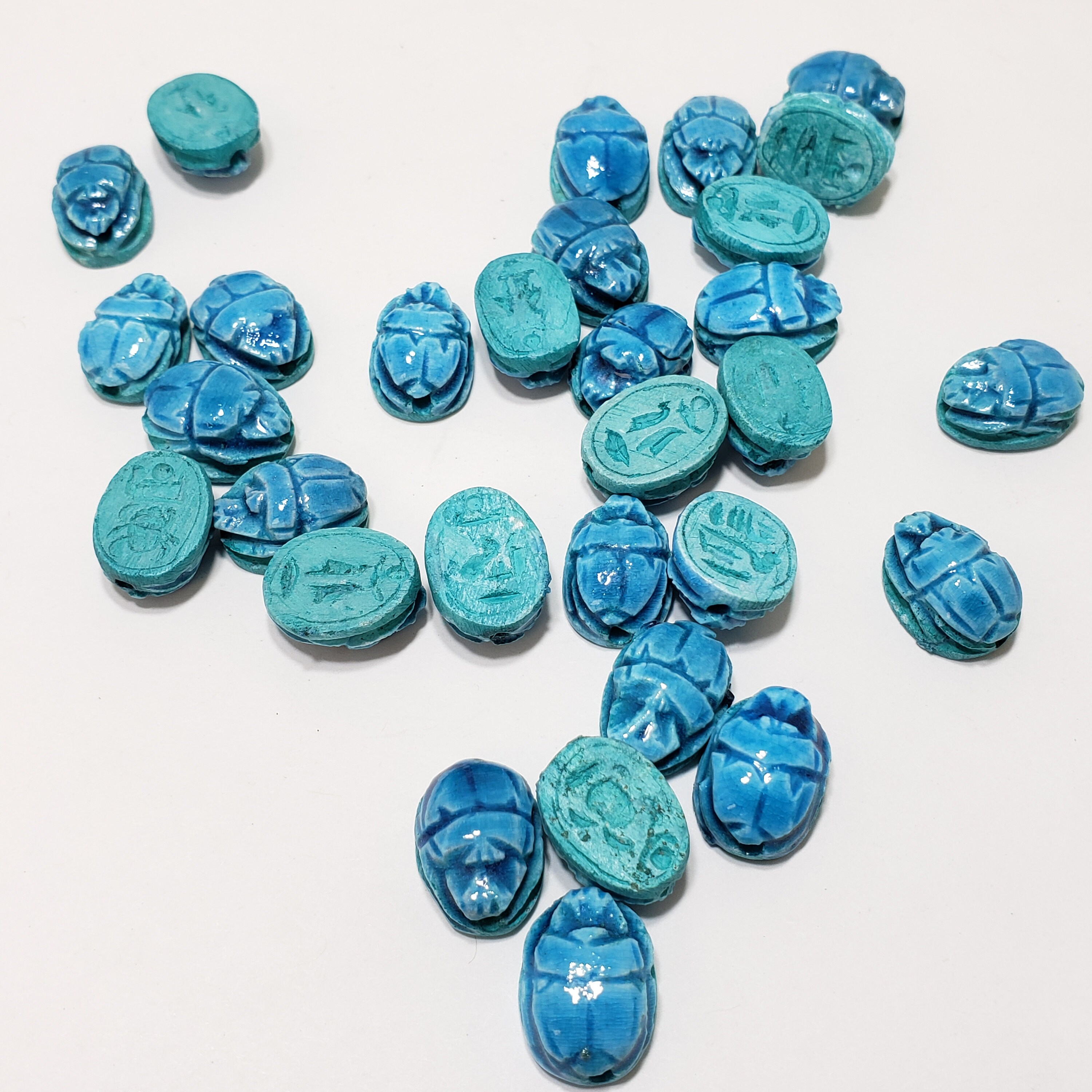Glazed Scarab Beads Small Hand-carved Egyptian Soapstone - Etsy