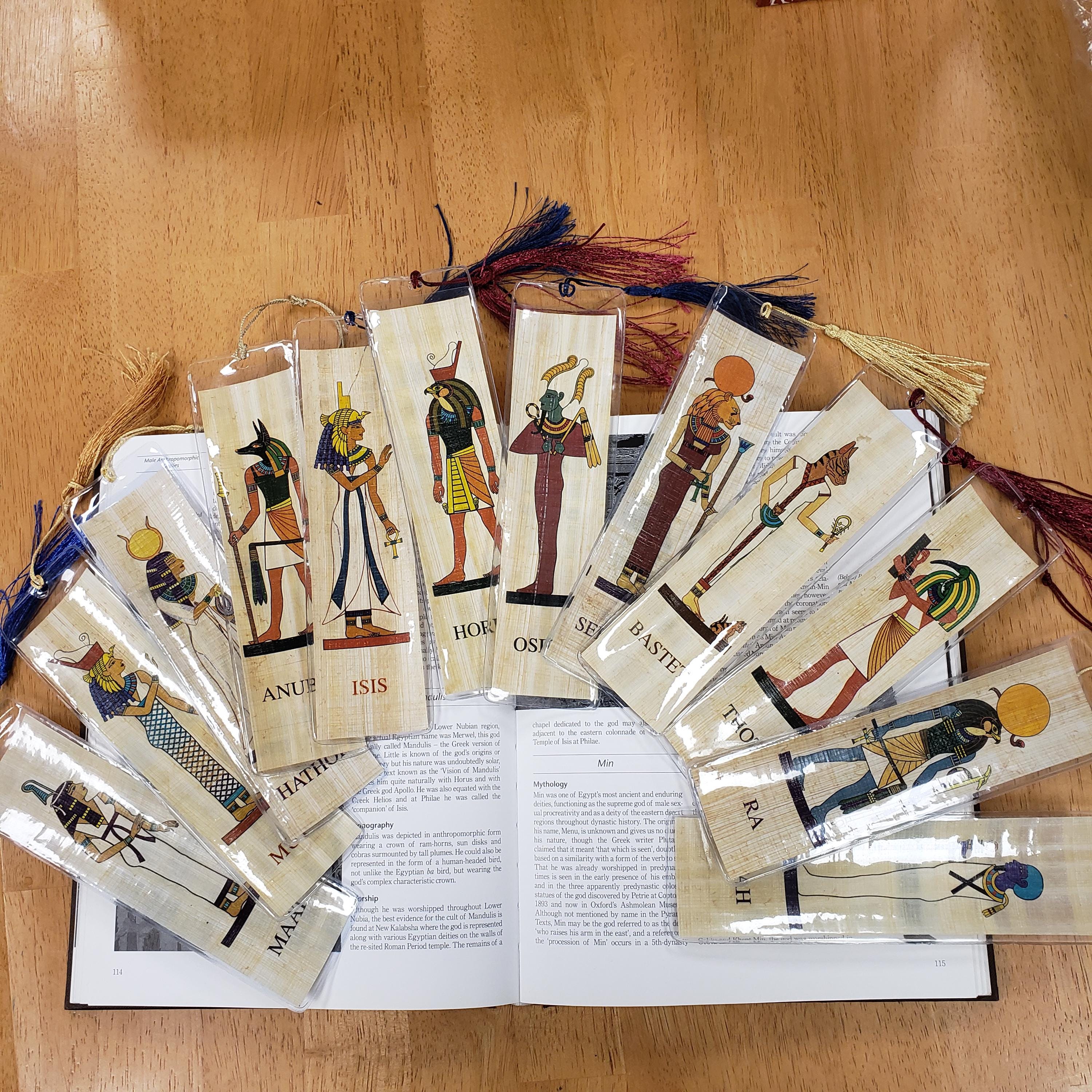 Papyrus Bookmarks - Egyptian Gods/goddesses - Set of 12 - Made in Egypt ...
