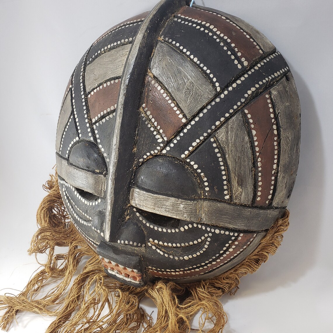 Baluba Moon Mask With Raffia vintage African Mask for Wall - Etsy