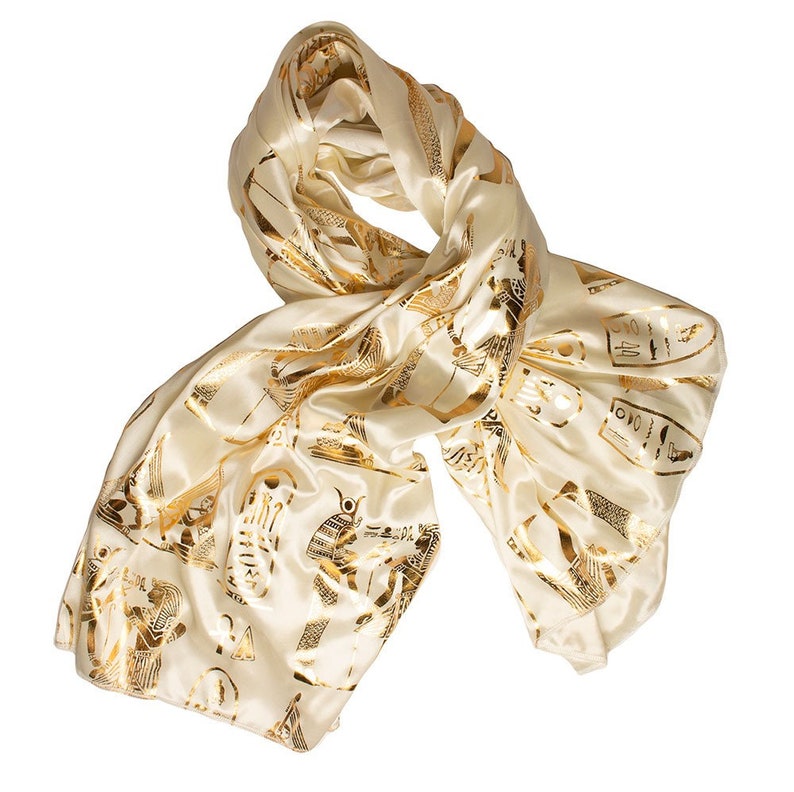 Hieroglyphic Pharaonic Scarf Black/gold or Cream/gold Made - Etsy