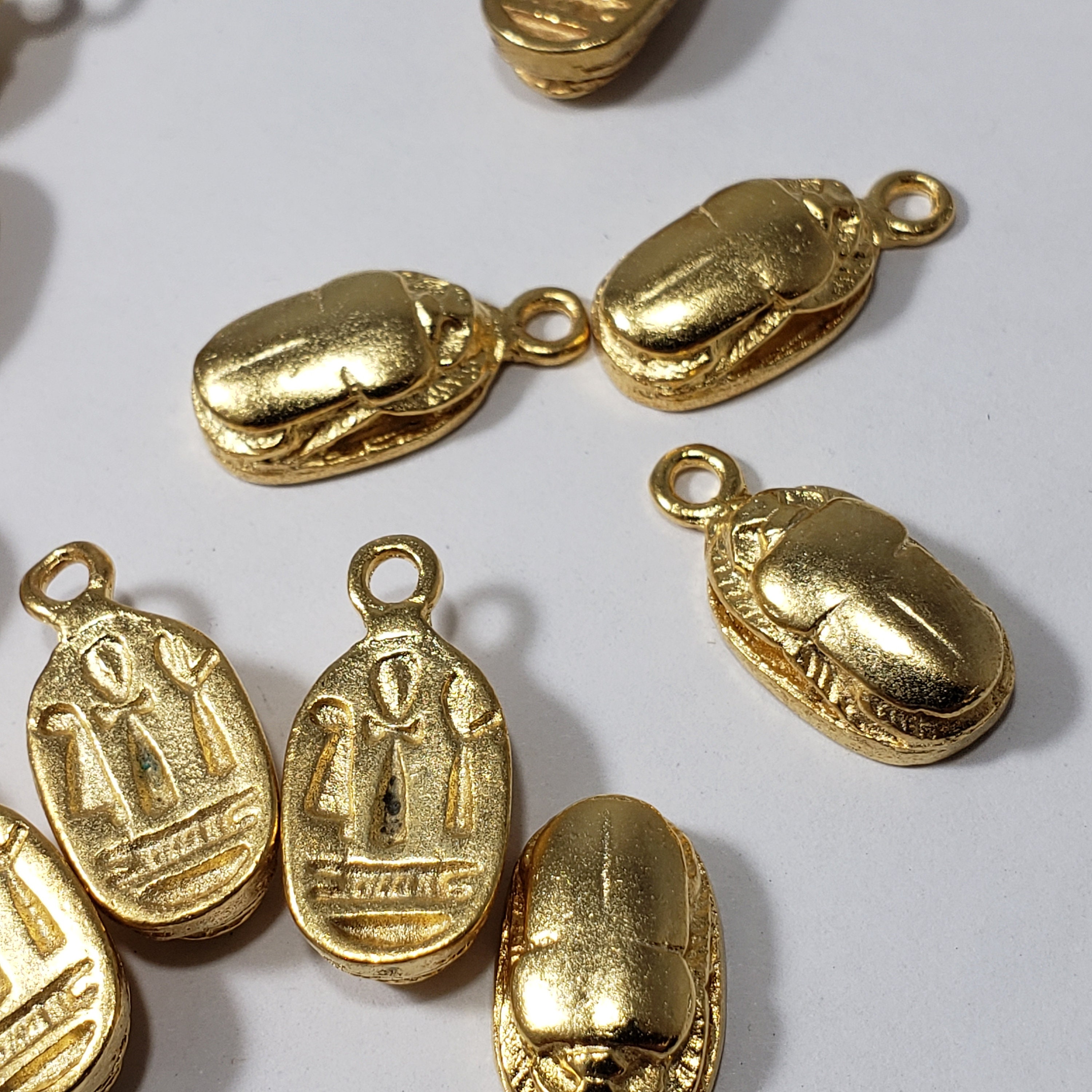 Egyptian Scarab Charms 30 pcs SLIGHTLY DISCOLORED Gold | Etsy