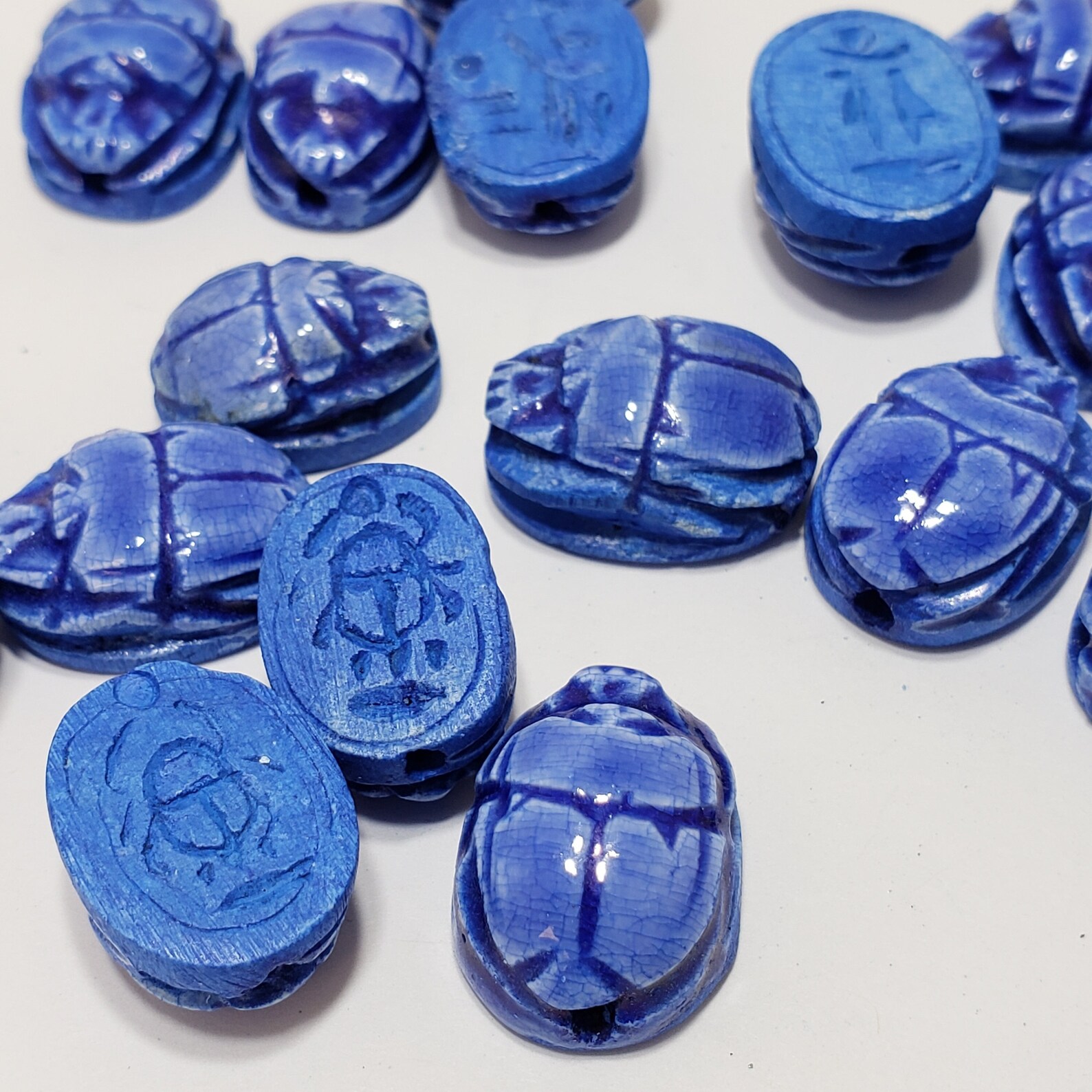 Glazed Scarab Beads Small Hand-carved Egyptian Soapstone - Etsy
