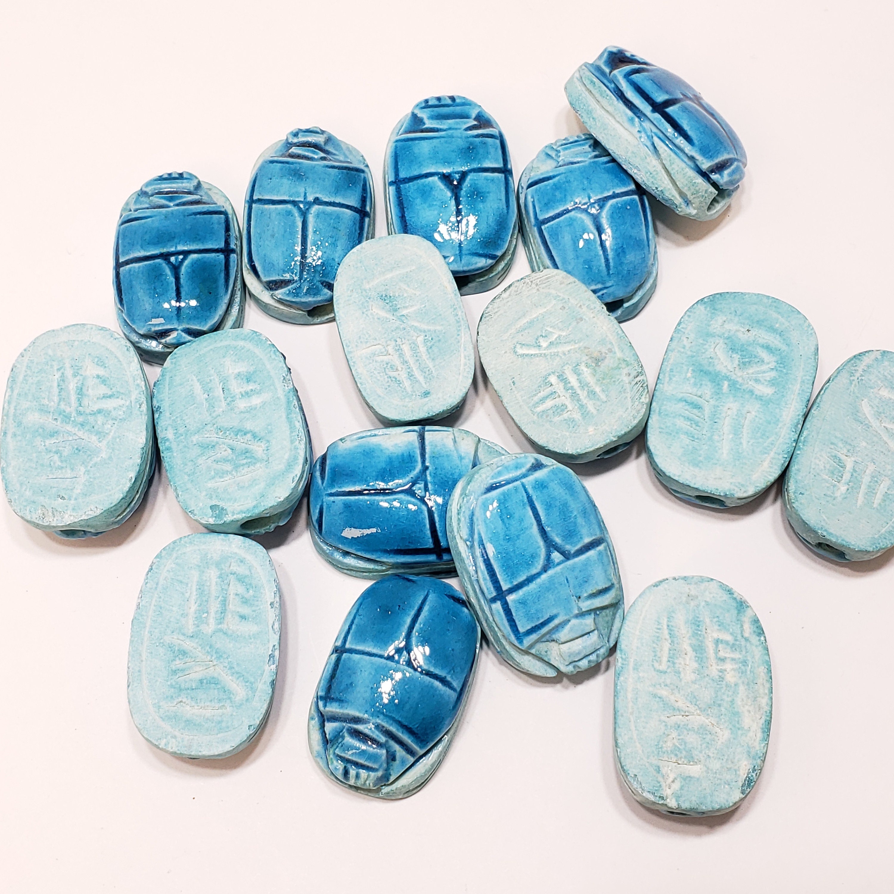 Large Hand-carved Egyptian Scarab Beads 6 Pcs | Etsy