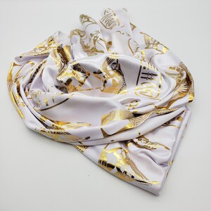 Hieroglyphic Pharaonic Scarf - Black/gold or Cream/gold- Made in Egypt ...