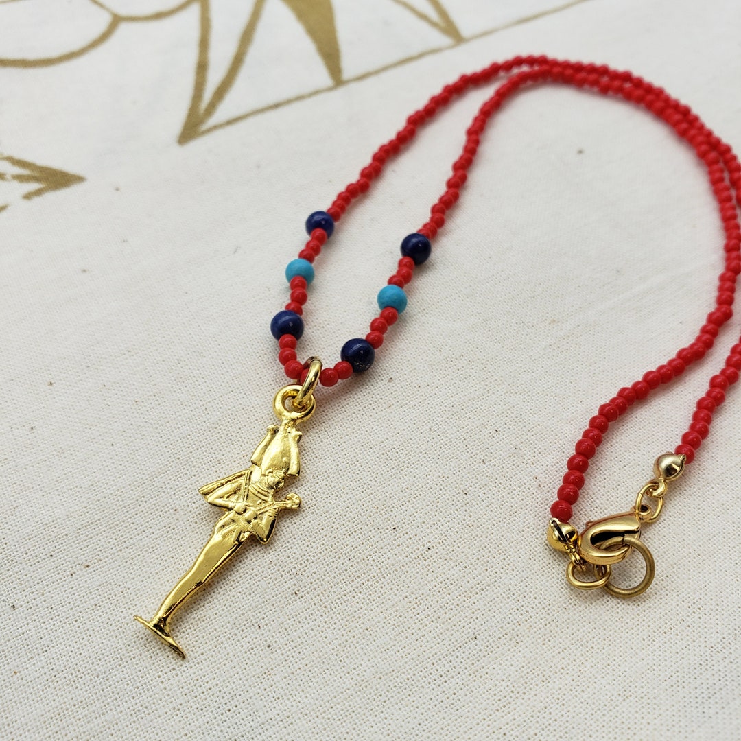 Egyptian Osiris Beaded Necklace - Carnelian, Lapis and Turquoise - Etsy
