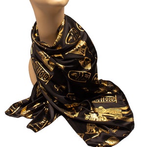 Hieroglyphic Pharaonic Scarf Black/gold or Cream/gold Made in Egypt ...