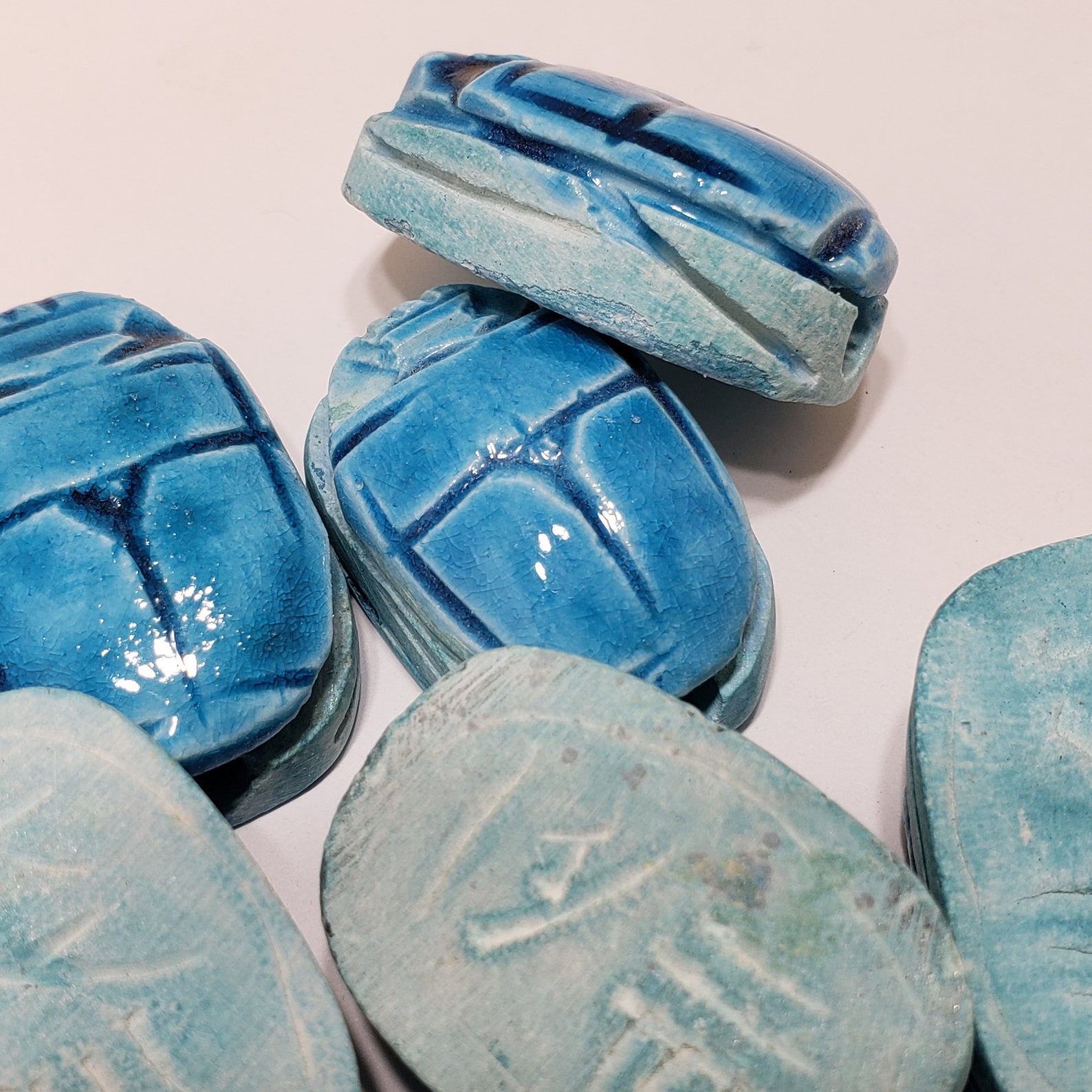 Large Hand-carved Egyptian Scarab Beads 6 Pcs | Etsy