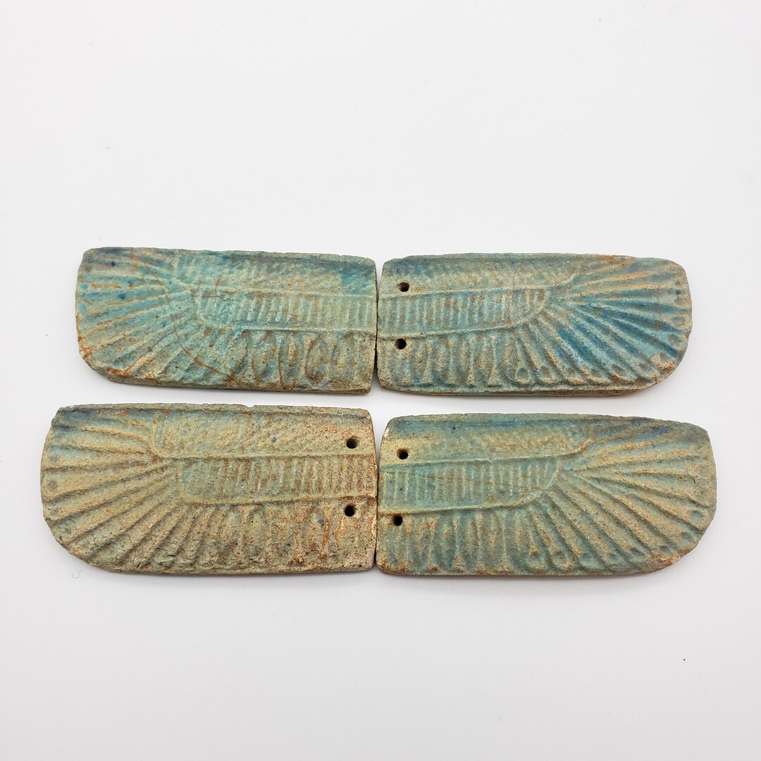 Egyptian Scarab Wing Amulets Ceramic Pendants Made in Egypt 4pcs - Etsy