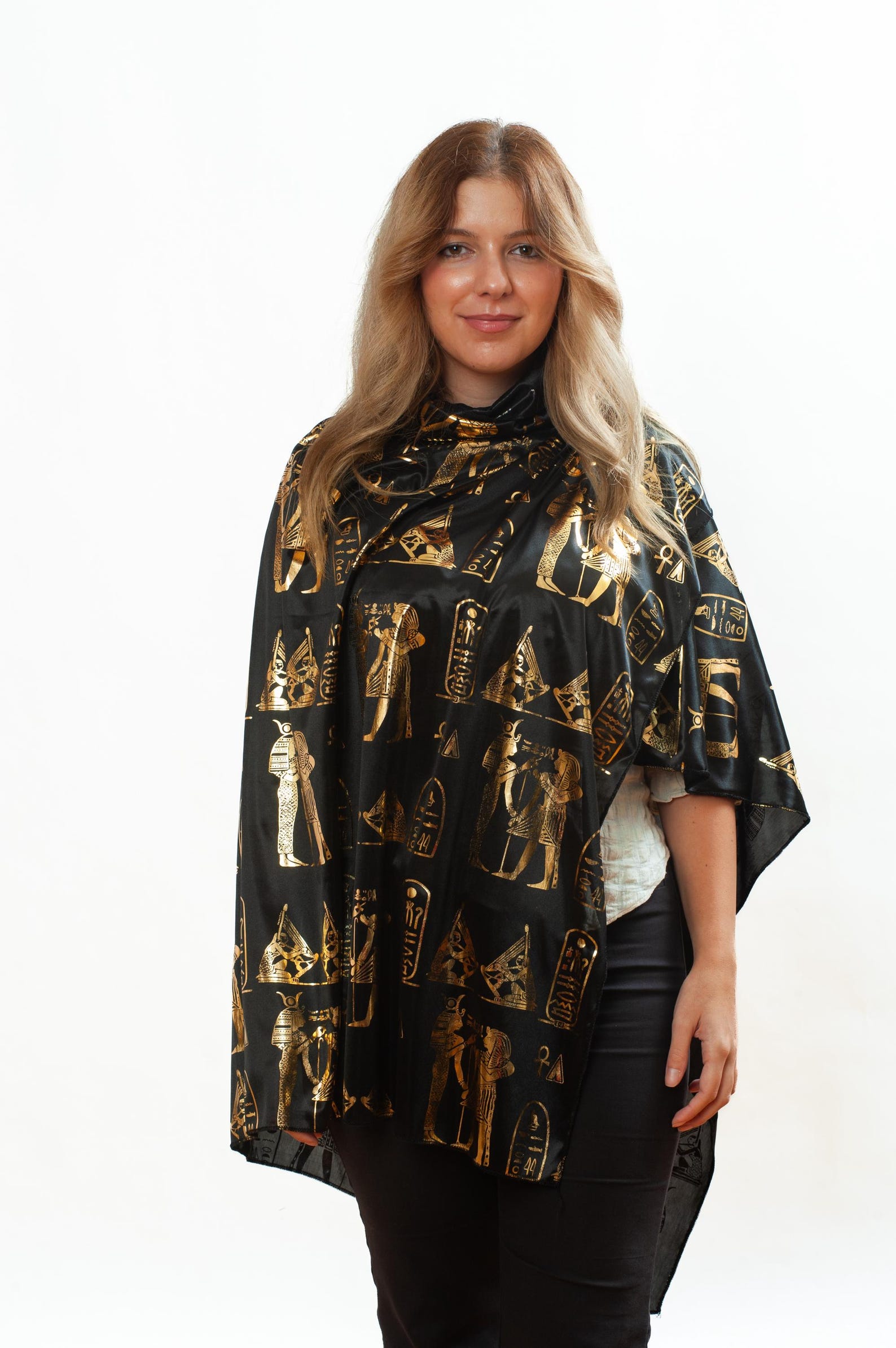 Hieroglyphic Pharaonic Scarf - Black/gold or Cream/gold- Made in Egypt ...