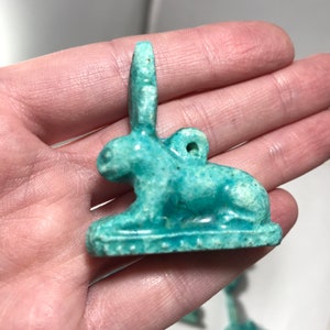 Egyptian Rabbit Beads 5 Pack Blue Glazed Ceramic Bunny Bead Ancient ...