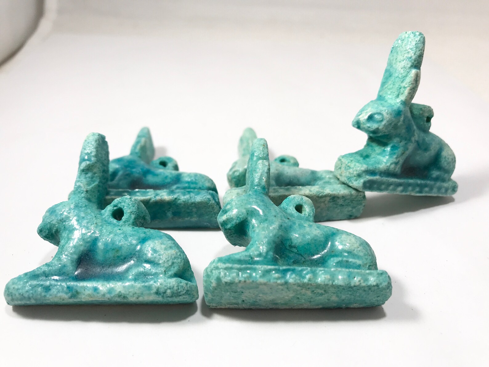 Egyptian Rabbit Beads 5 pack Blue Glazed Ceramic Bunny Bead | Etsy