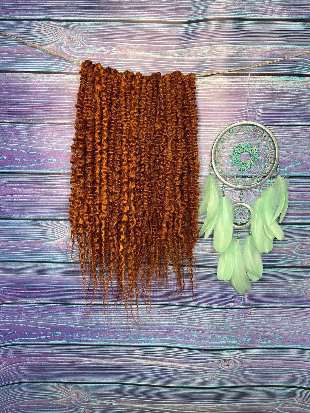 Bronze Dreadlocks Curls Extensions / Textured Handmade Dreadlocks / Red ...