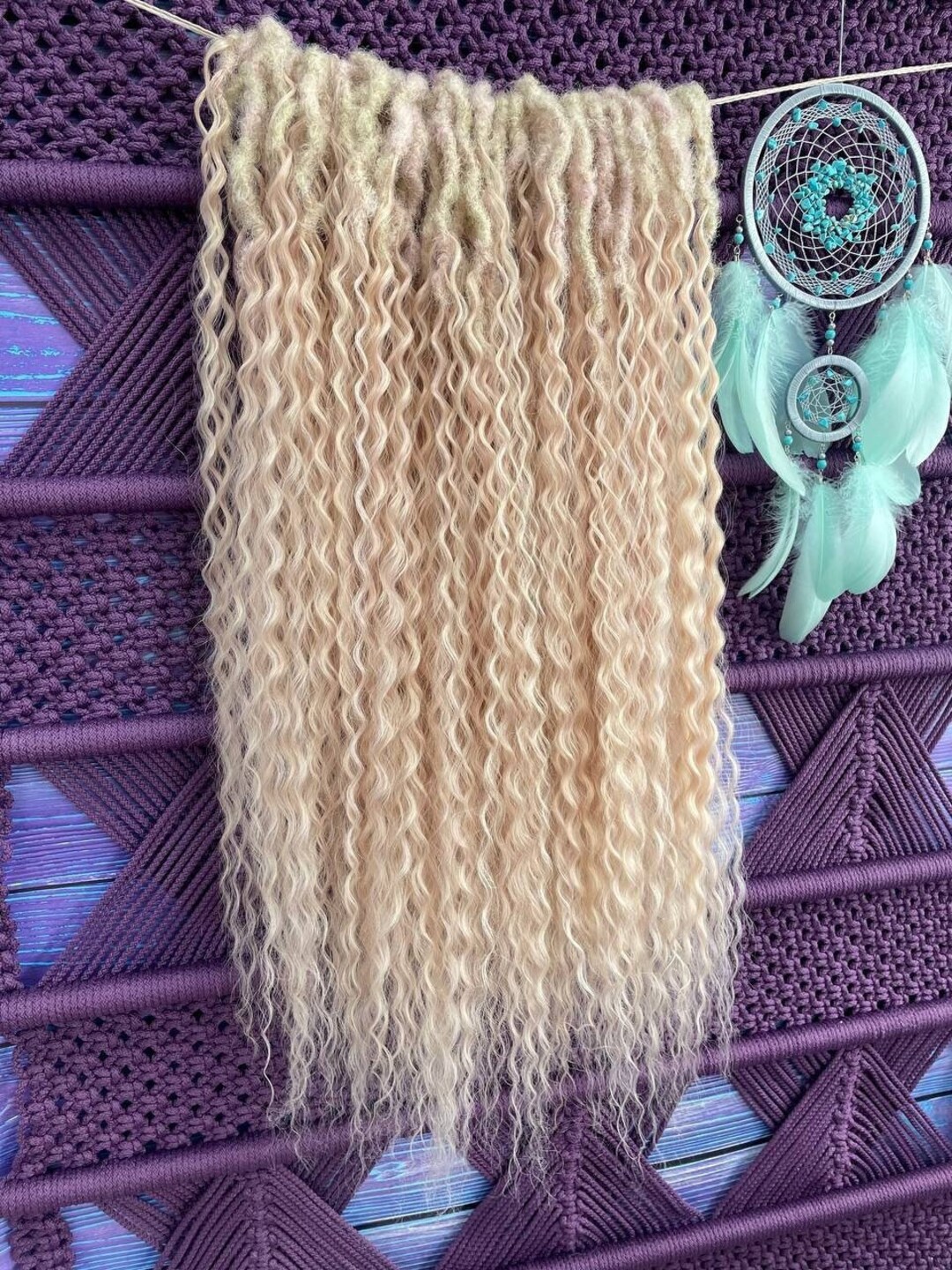 Dreadlock Extensions, Blonde Curls With Pink Tint/curly Dreadlocks ...