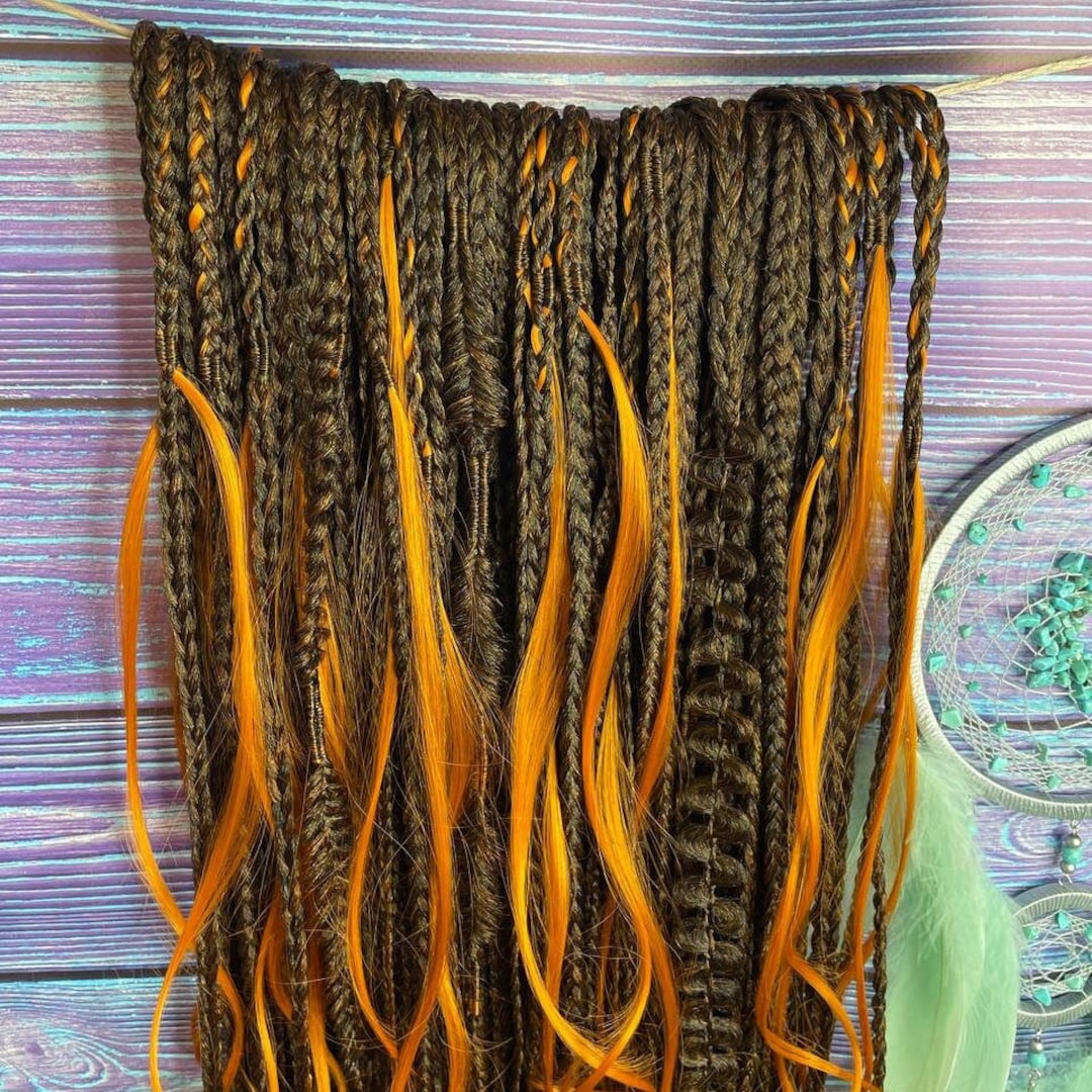 DE Chestnut Braids of Different Textures With Loose Curls - Etsy