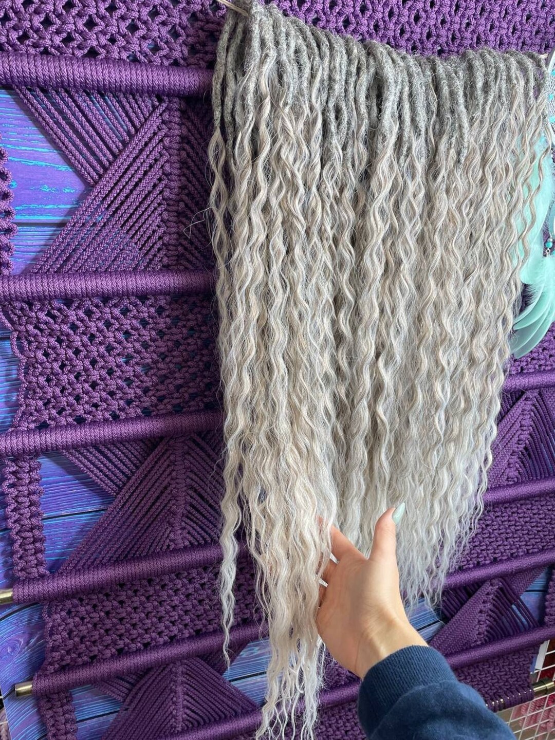 Dreadlock Extensions With Ombre Wave From Gray to White / Dreadlocks ...
