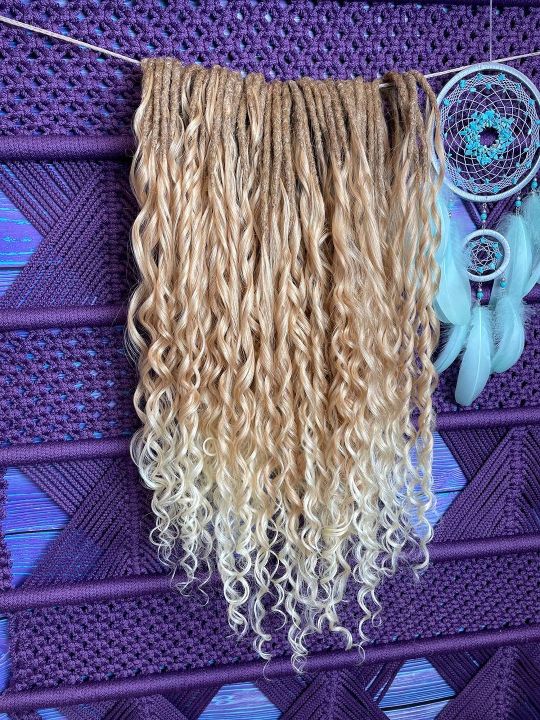 Blonde Curly Dreadlocks / Synthetic Crochet Dreadlocks / Ombre Boho ...