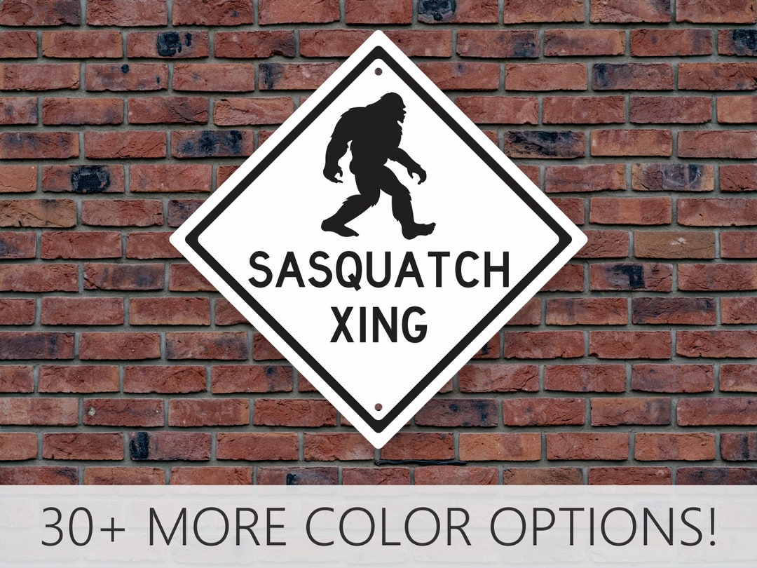 Sasquatch Xing Metal Sign, Black and White Diamond Traffic Sign ...