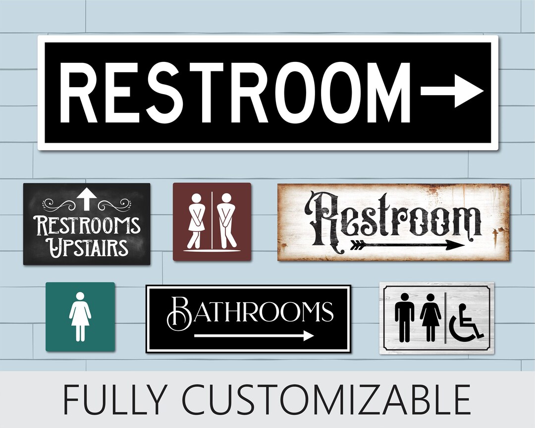 Restroom Sign Aesthetic Restroom Sign Restroom Right Arrow - Etsy México