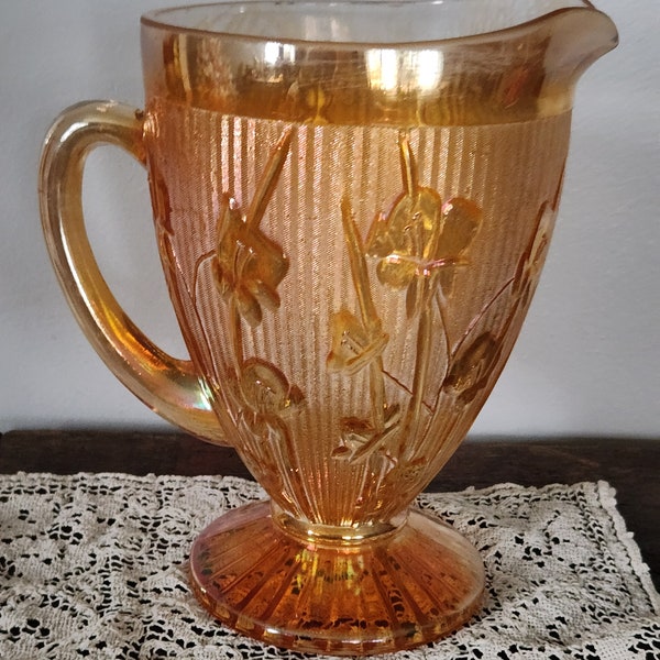Orange Carnival Glass Pitcher - Etsy
