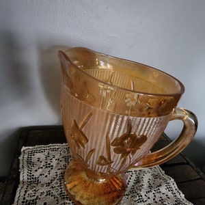Orange Carnival Glass Iris Pattern Pitcher - Etsy
