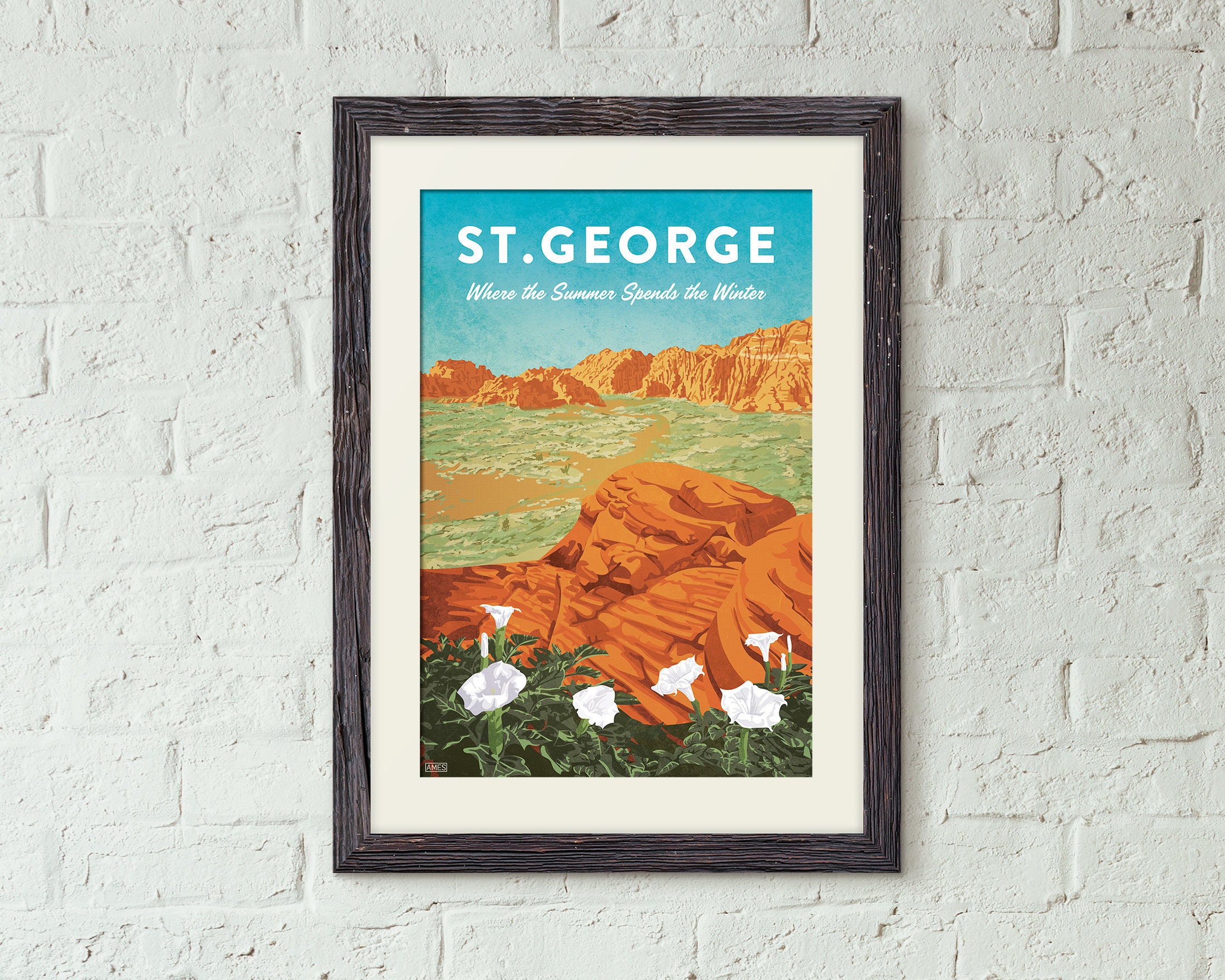 St George Utah - Vintage Style Travel Poster - Etsy