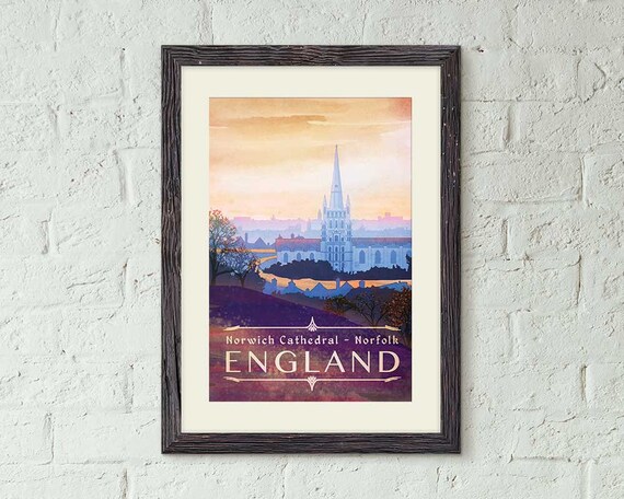 Norwich England Vintage Travel Poster Print Art | Etsy UK