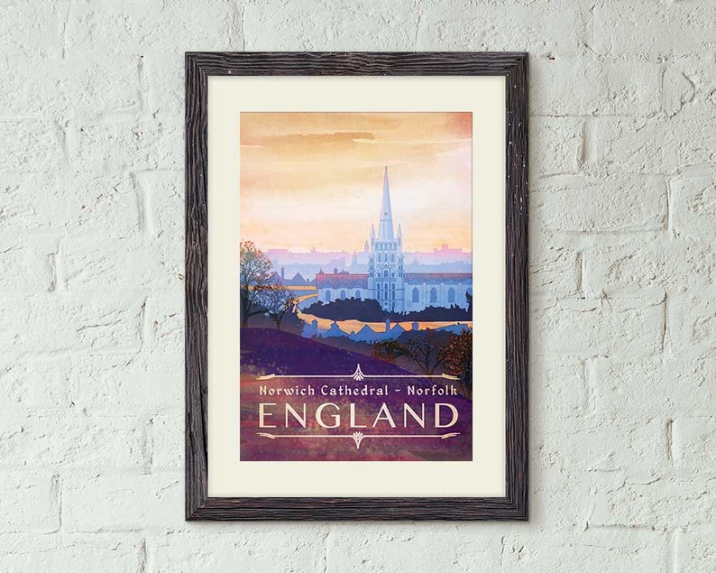 Norwich England Vintage Travel Poster Print Art - Etsy