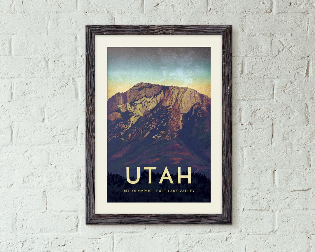 Utah, Mt Olympus Travel Poster - Etsy