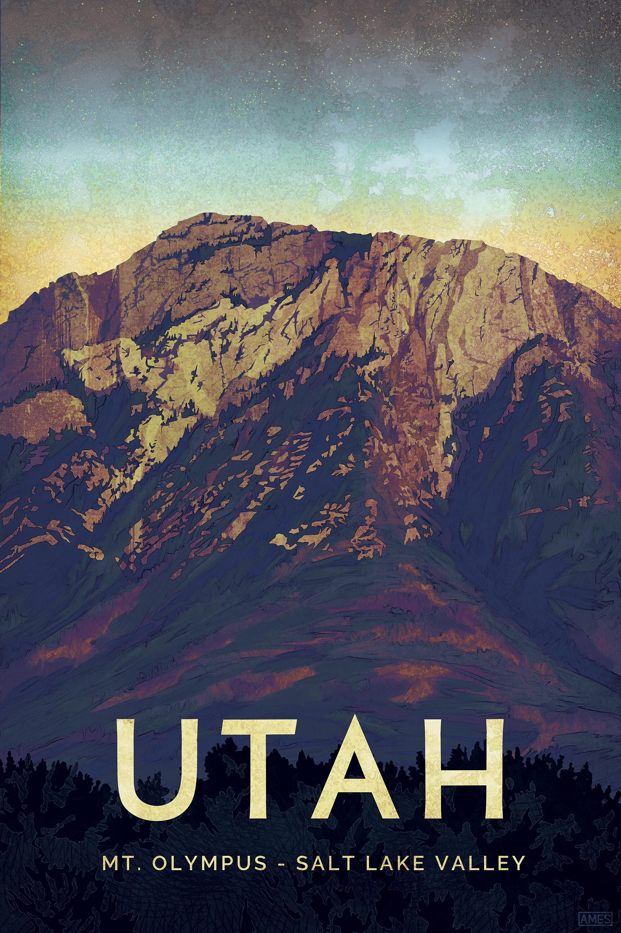 Utah, Mt Olympus Travel Poster - Etsy