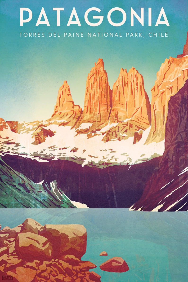 Chile Patagonia Travel Poster | Etsy