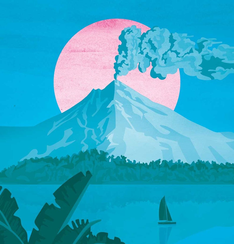 Costa Rica Volcano Arenal Vintage Style Travel Poster - Etsy