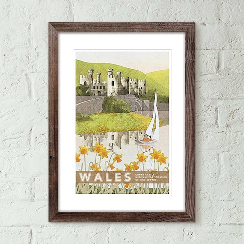Wales Conwy Castle Vintage Style Travel Poster Print - Etsy