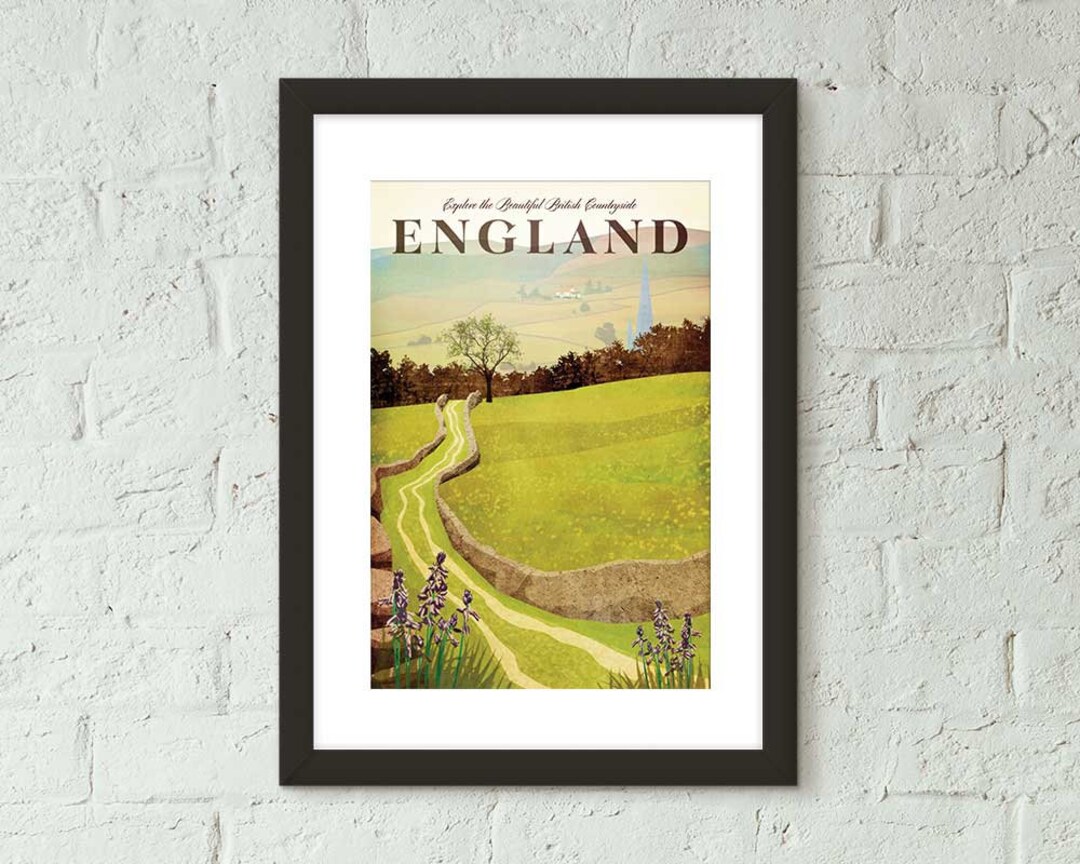English Countryside - Vintage Style Travel Poster - Etsy