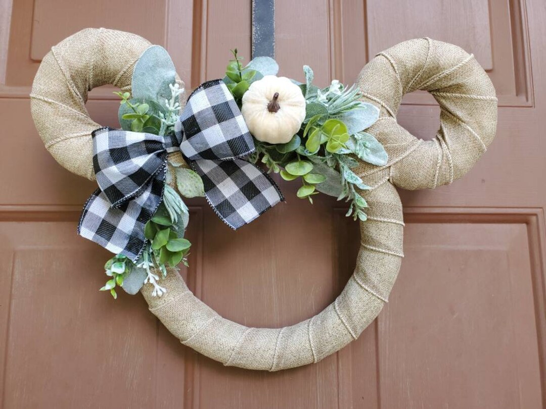 Disney Fall / Autumn Mickey Thanksgiving Wreath Decoration Burlap With ...
