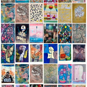Collection of Vintage Paintings by Paul Klee Arranged as a Collage ...