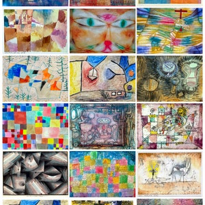 Collection of Vintage Paintings by Paul Klee Arranged as a Collage ...