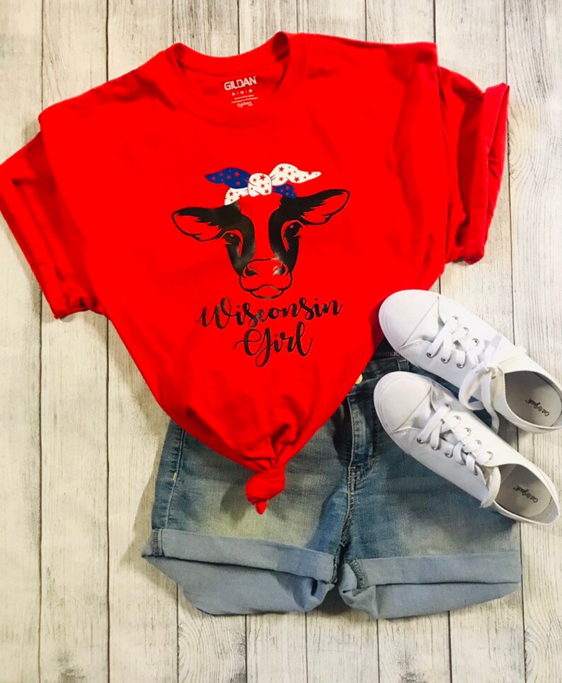 Wisconsin Girl Shirt/wisconsin Shirt/cow Shirt/wisconsin - Etsy