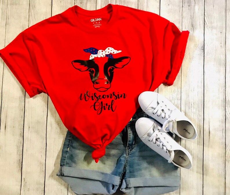 Wisconsin Girl Shirt/wisconsin Shirt/cow Shirt/wisconsin - Etsy