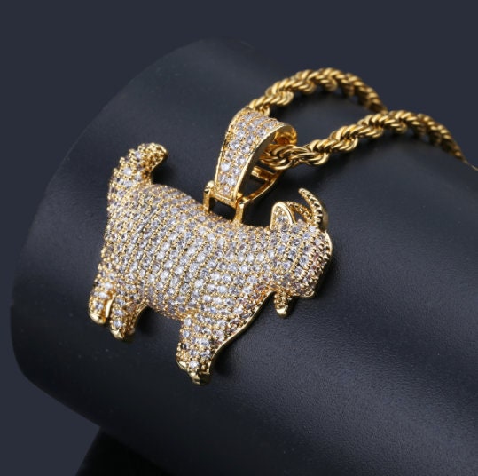 Iced Out Goat pendant with rope chain Men's Jewelry | Etsy