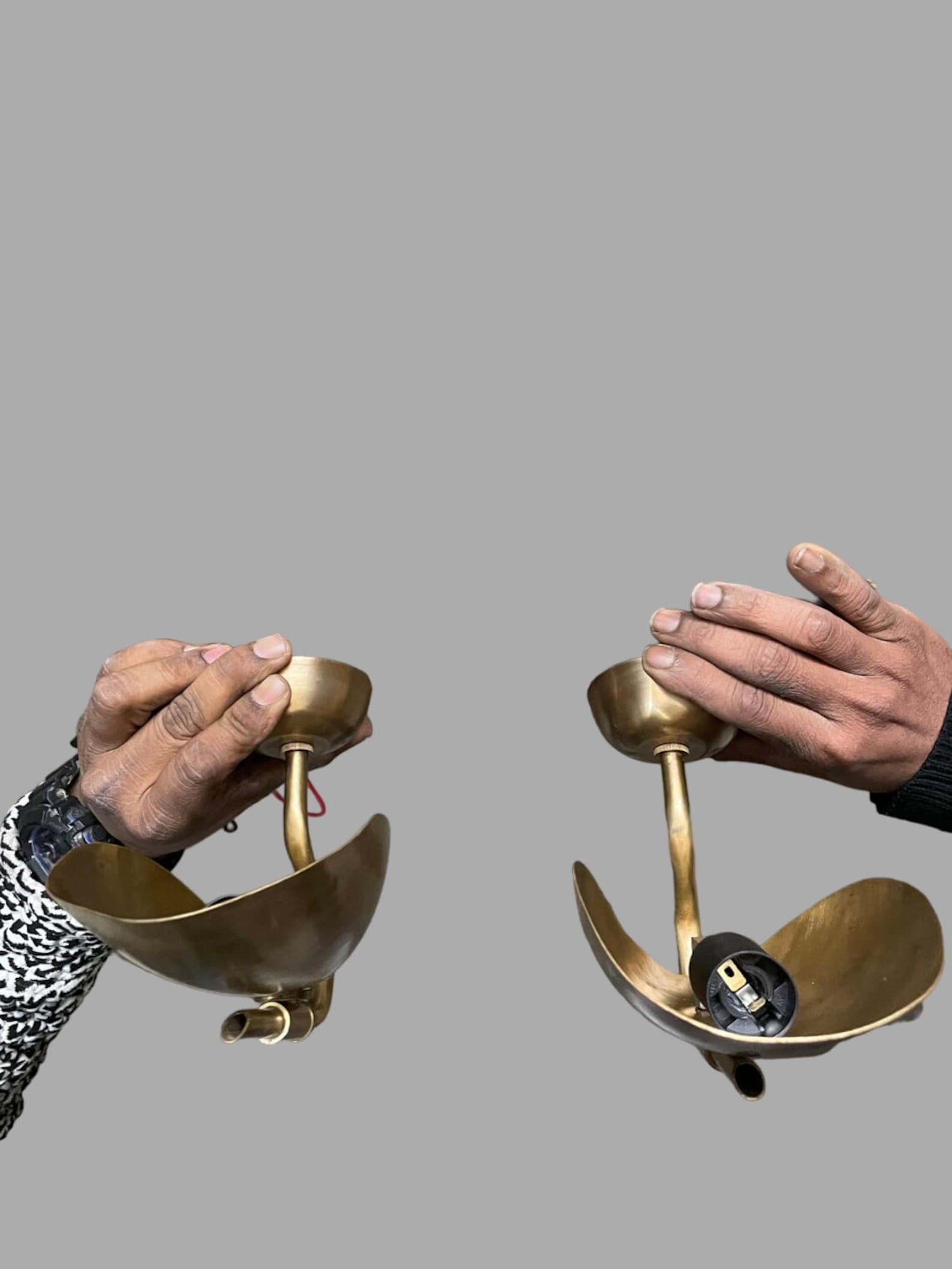 Pair of 2 Vintage Light Curved Shades Handmade Vintage Wall Mid Century ...