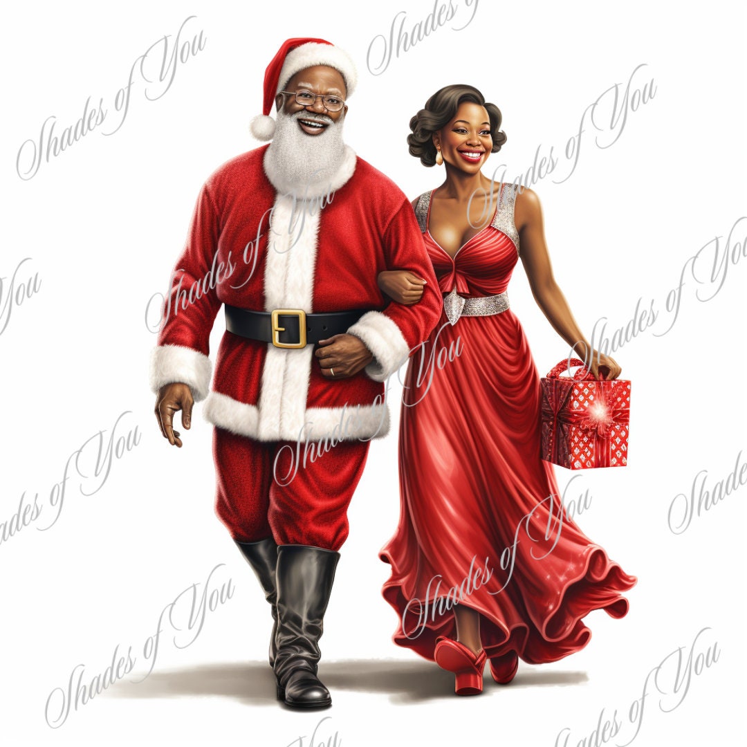 African-american Santa and Mrs. Claus Clip Art - Etsy
