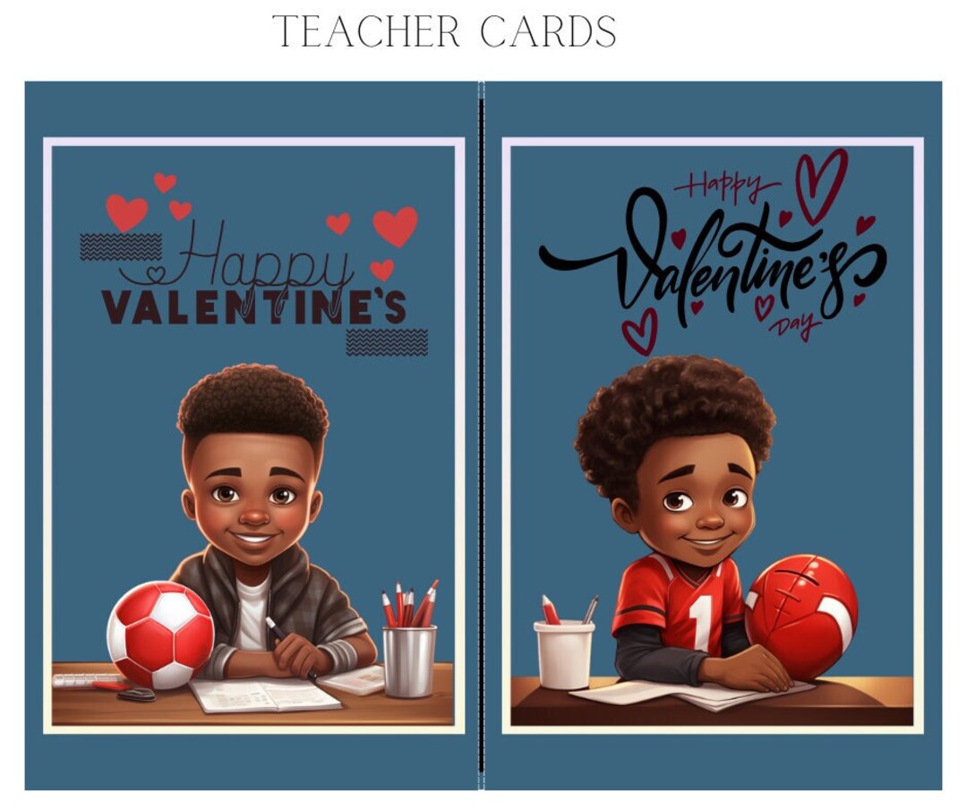 African-american Boy Valentine's Day Card Template - Etsy
