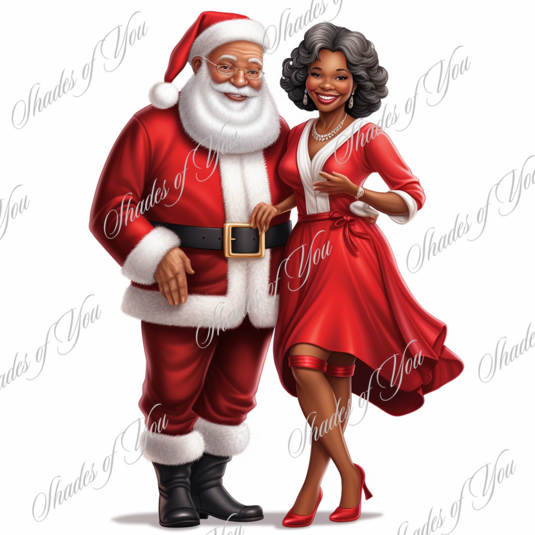 African-american Santa and Mrs. Claus Clip Art - Etsy
