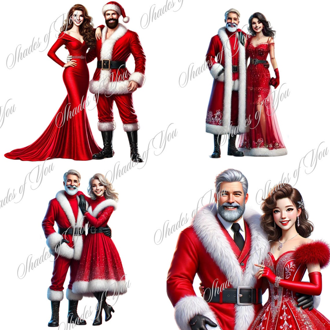 Santa and Mrs. Claus Clip Art - Etsy