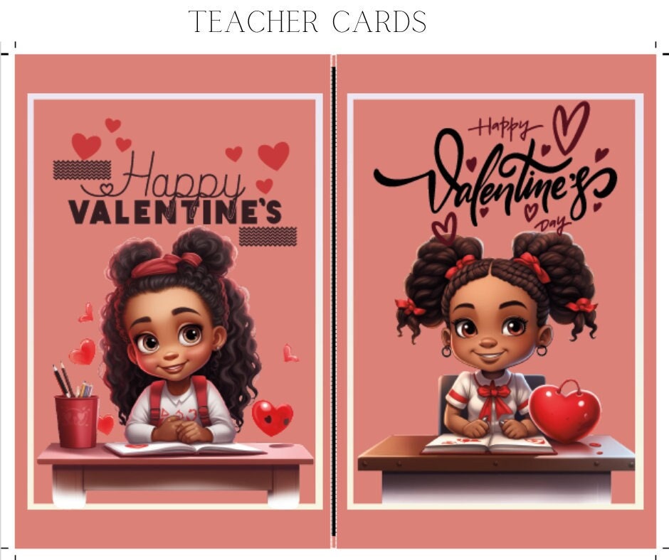 African-american Girl Valentine's Day Card Template - Etsy