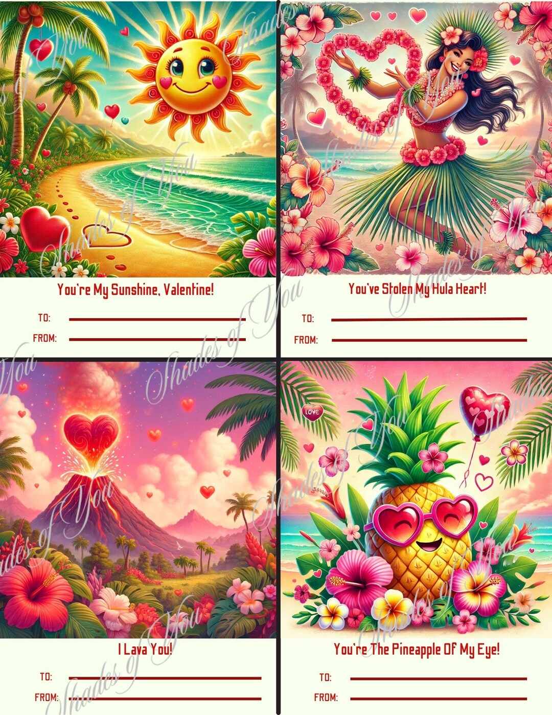 Aloha Valentine's Exchange Cards, Hawaiian Cultural Designs - Etsy