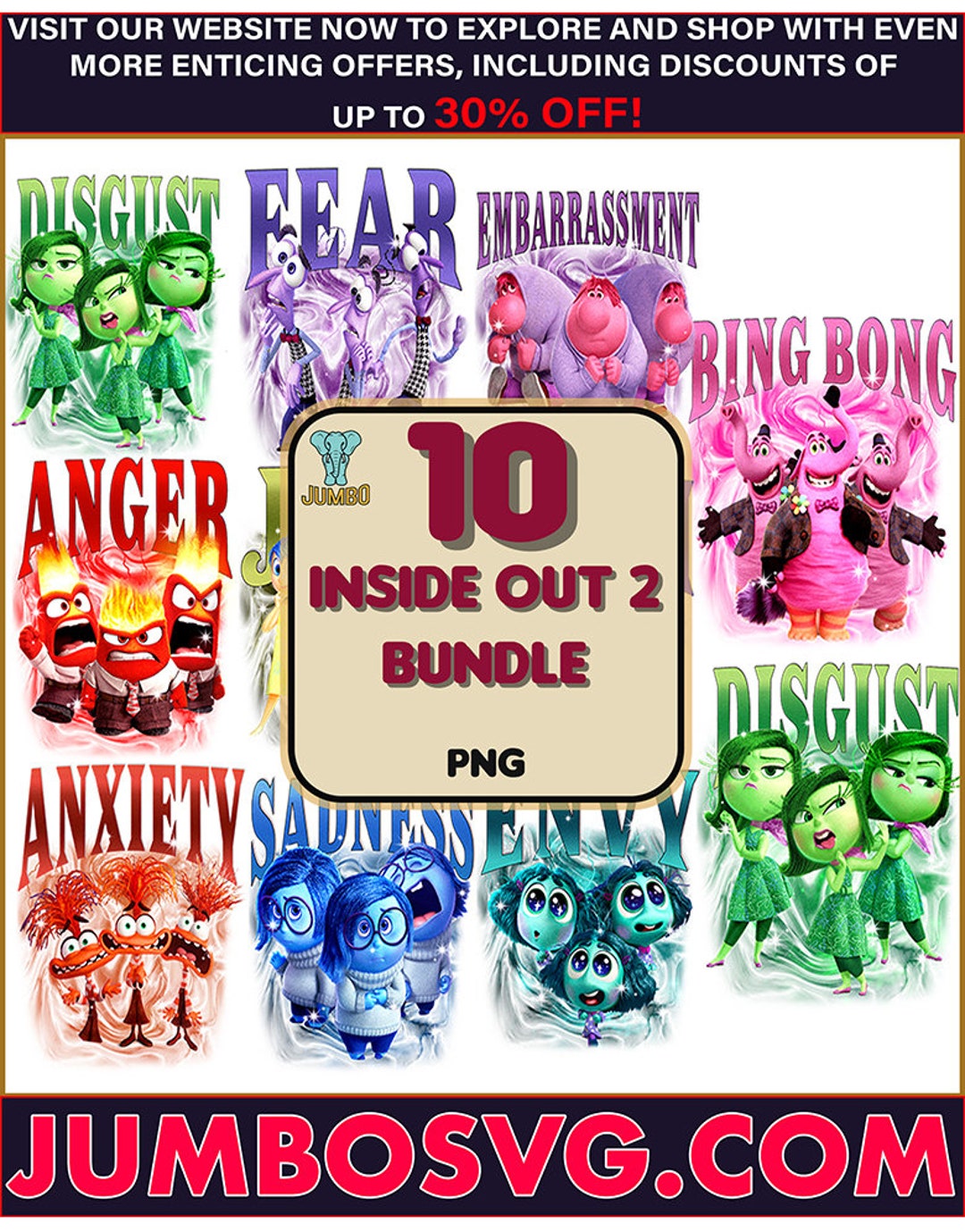 Inside Out Emotions PNG Bundle, Joy Sadness Fear Anxiety Anger Ennui ...