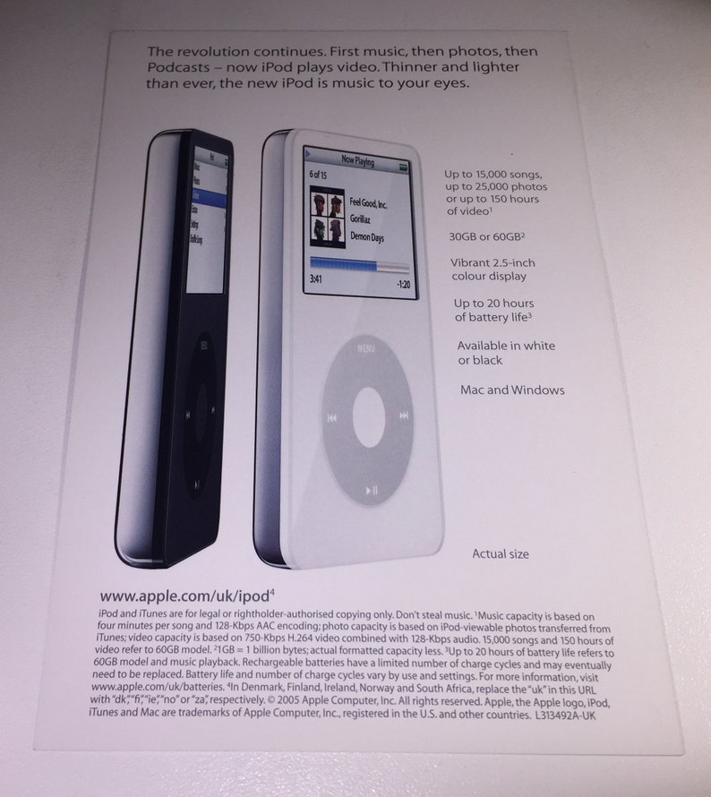 Apple Ipod 5G / Video Promo Postcards From 2005 - Collectible - Etsy
