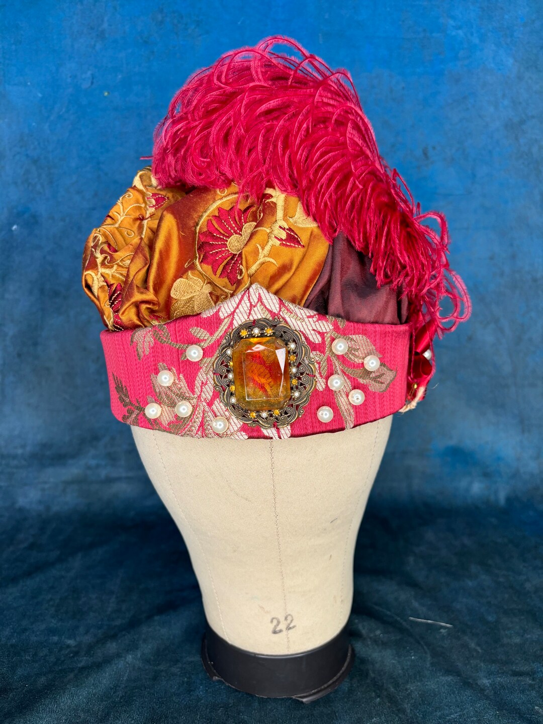 Regency Ball Turban With Buckram Crown and Antique Ostrich - Etsy