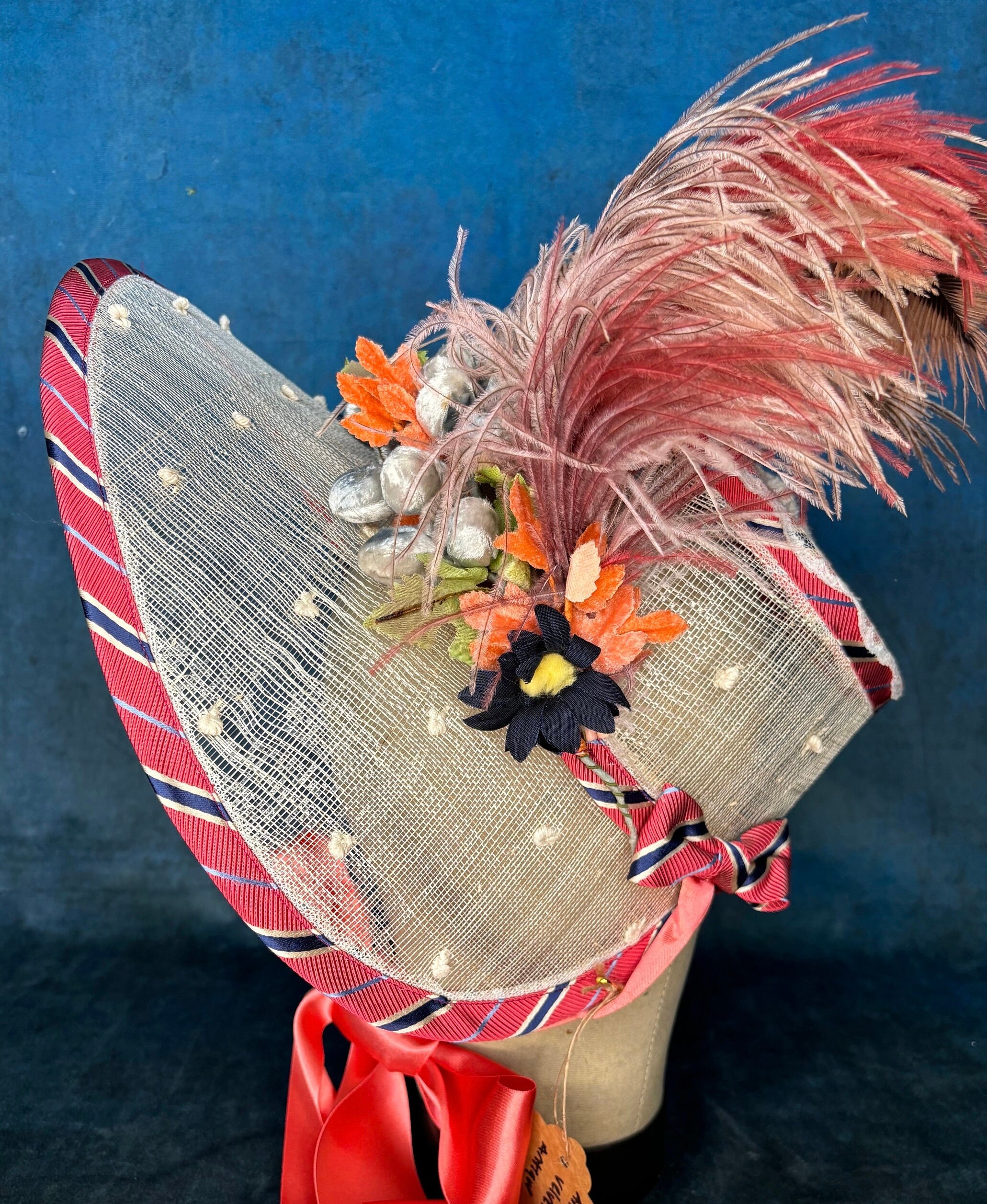 Regency Bonnet Jane Austen Bonnet in Sinamay Silk Faille , Ostrich and ...